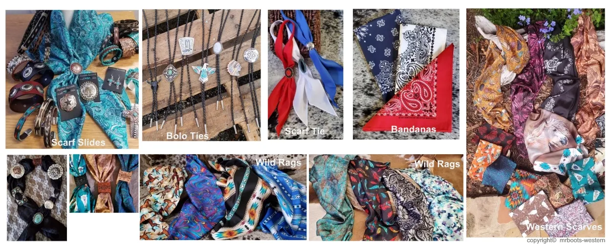 Cowboy Scarves, Scarf Ties, Scarf Slides, Bolo Ties, Bandanas and Wild Rags